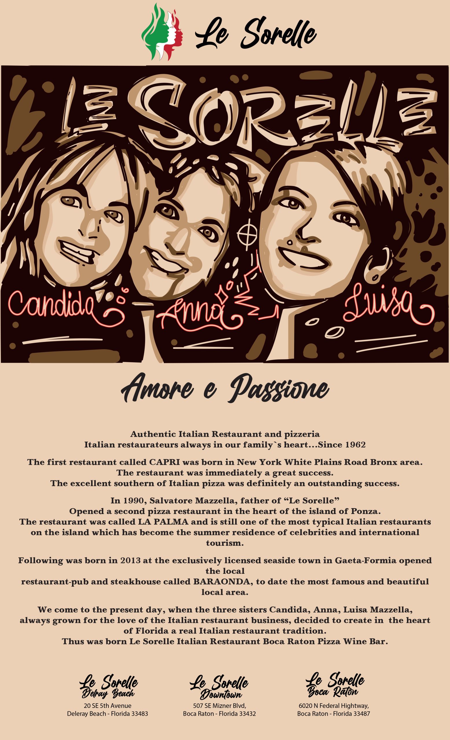 Menus - Le Sorelle Restaurant! best italian restaurant in boca raton ...